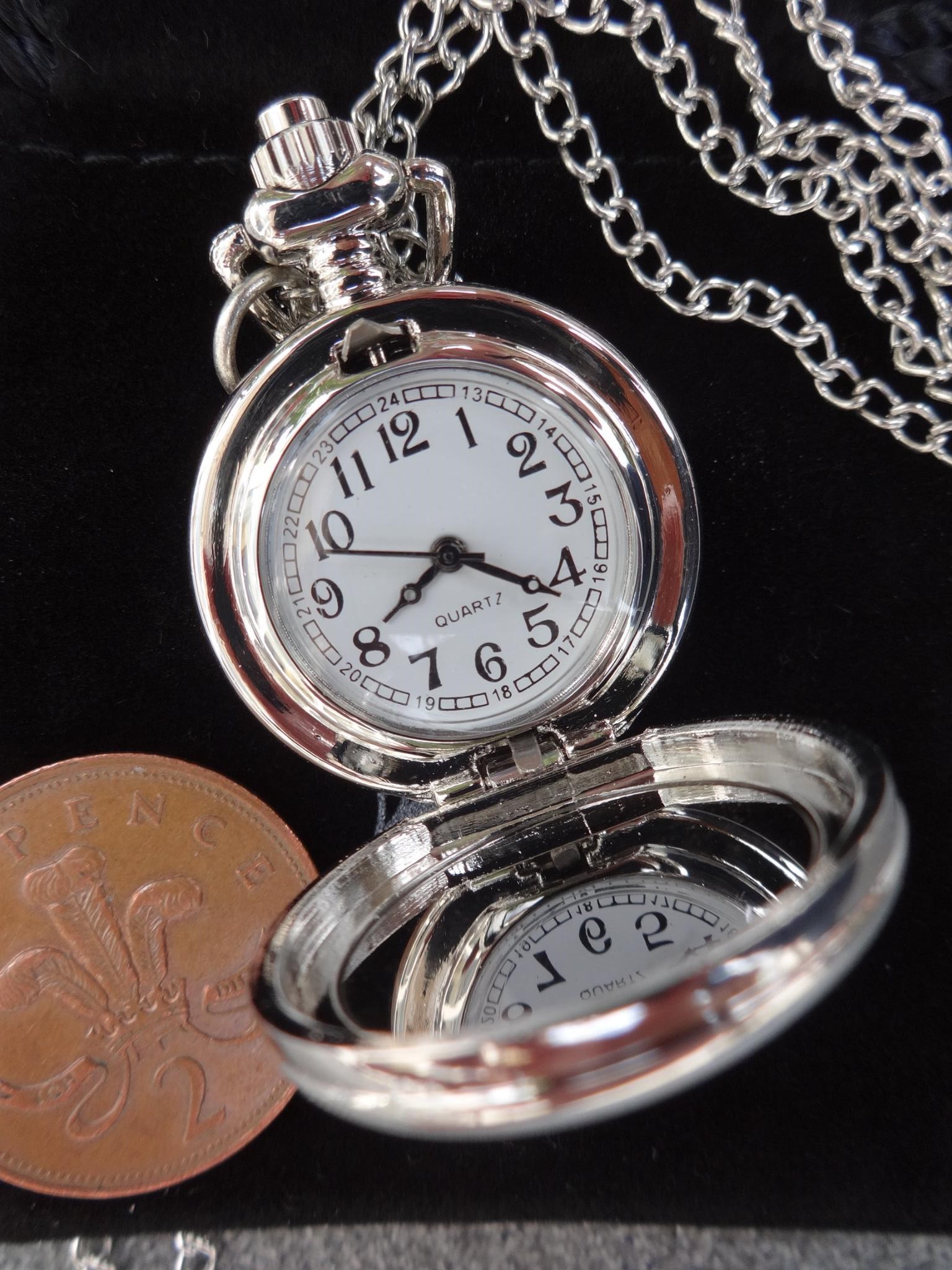 Lisa Parker Mini Pocket Watch “ QUITE REFLECTION ” Silver plated Wolf ...
