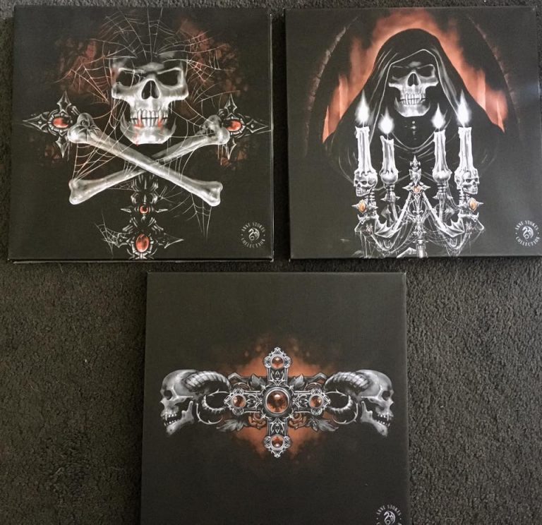 ANNE STOKES 3 PIECE CANVAS WALL ART SET THE CANDELABRA GOTHIC Skull ...